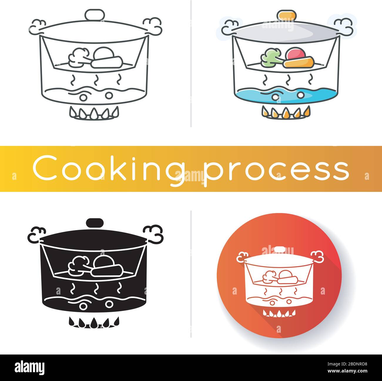 Steaming icon. Linear black and RGB color styles. Cooking food on vapor ...