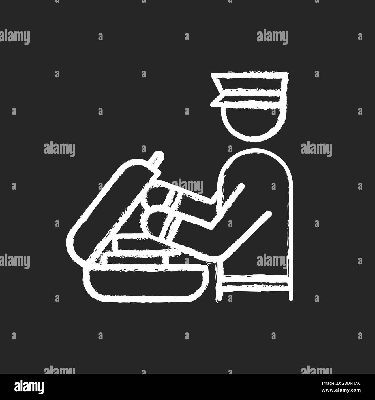 Security check luggage chalk white icon on black background. Safe ...