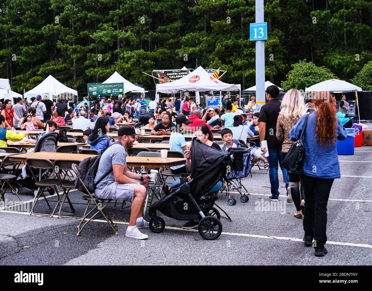 Family Food and Fun at Night Market Stock Photo - Alamy