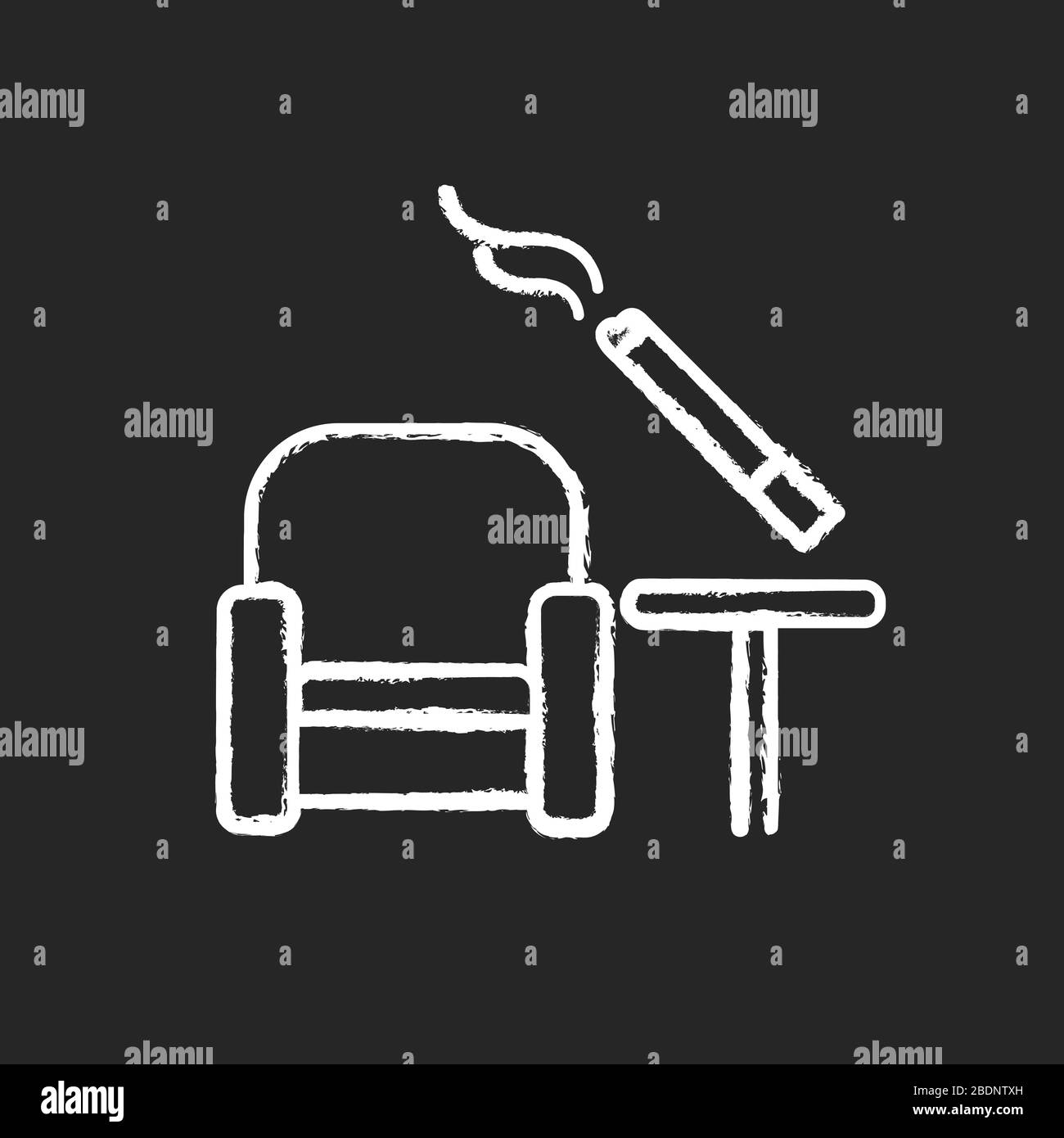 Smoking area chalk white icon on black background. Comfort zone at ...