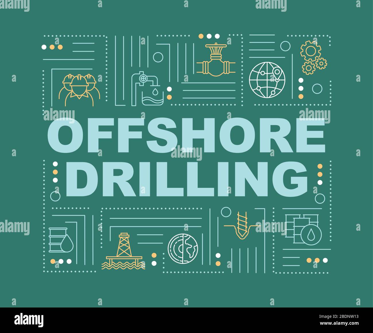 Offshore drilling word concepts banner. Mechanical technology for deep ...
