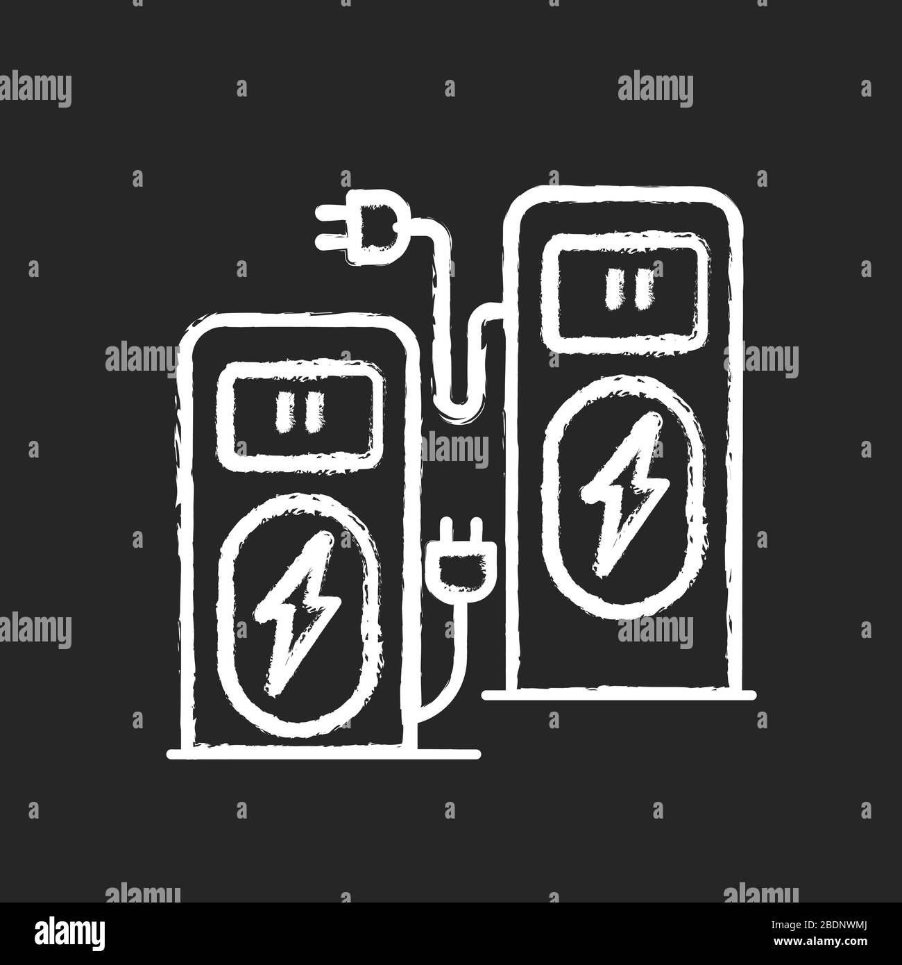 Power recharge terminal chalk white icon on black background. Self ...