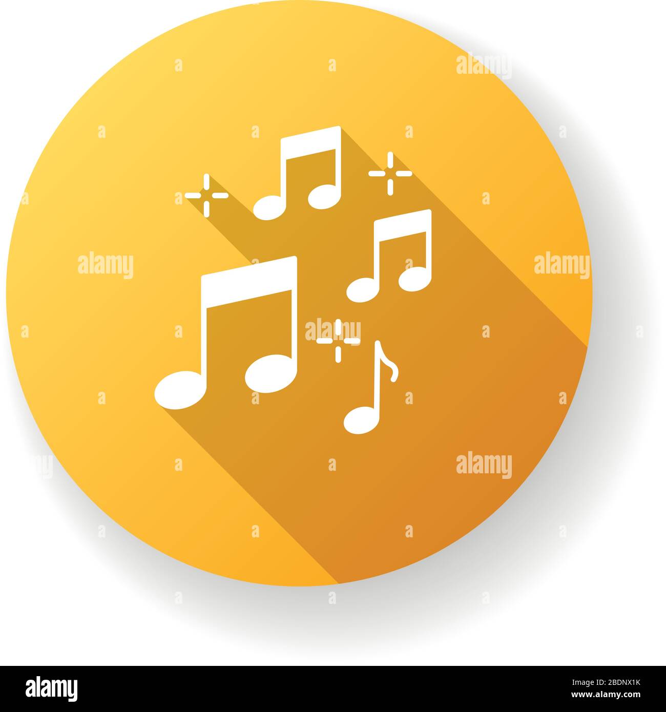 Music quarter notes yellow flat design long shadow glyph icon. Playing ...