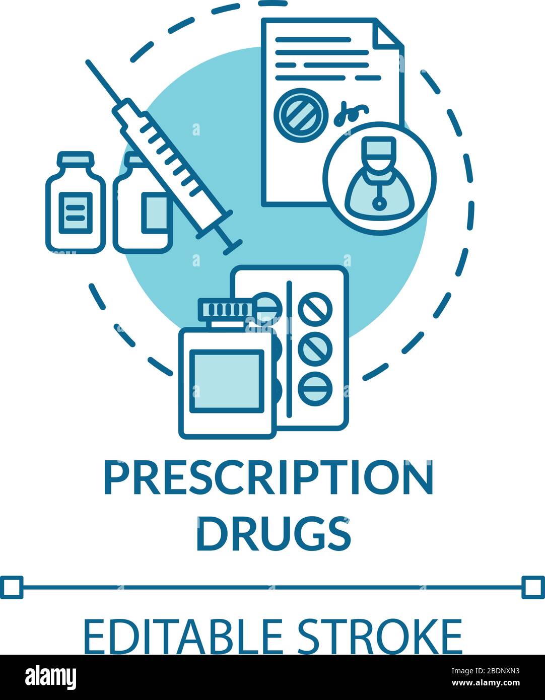 Prescription drugs concept icon. Medical pills idea thin line ...
