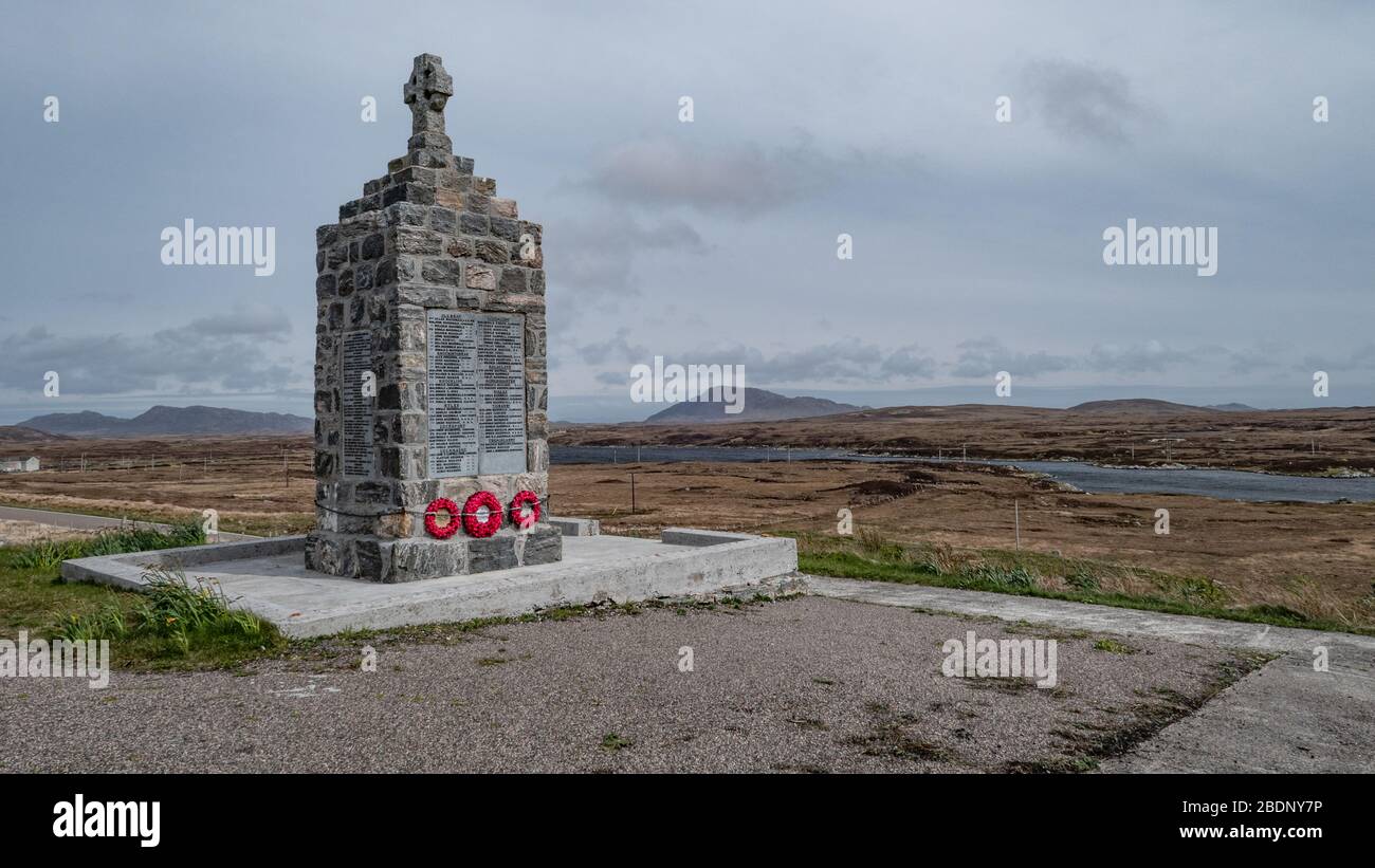 The Men of North Uist war memorial. A867 Clachan A Luib, Isle of Uist ...
