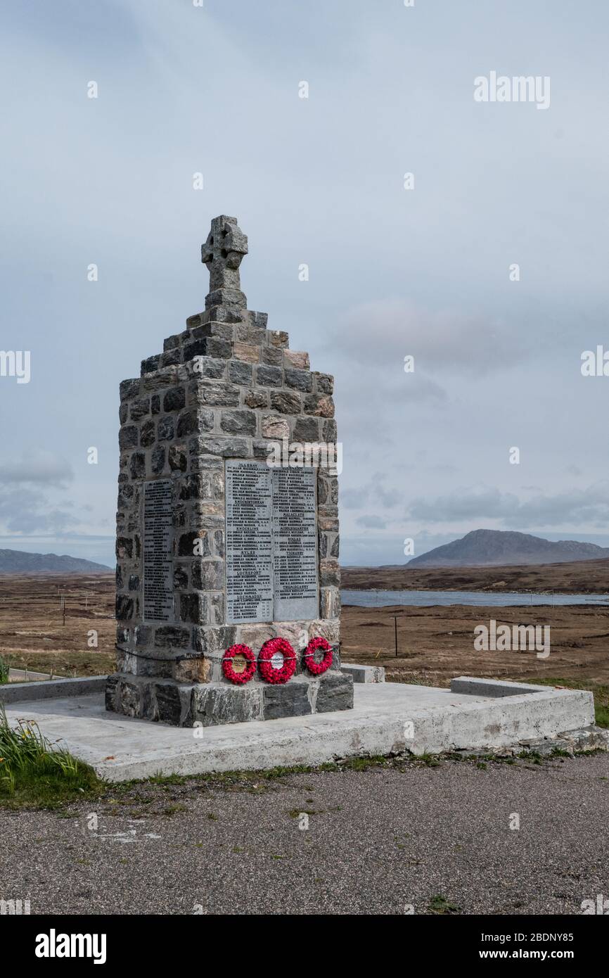 The Men of North Uist war memorial. A867 Clachan A Luib, Isle of Uist ...