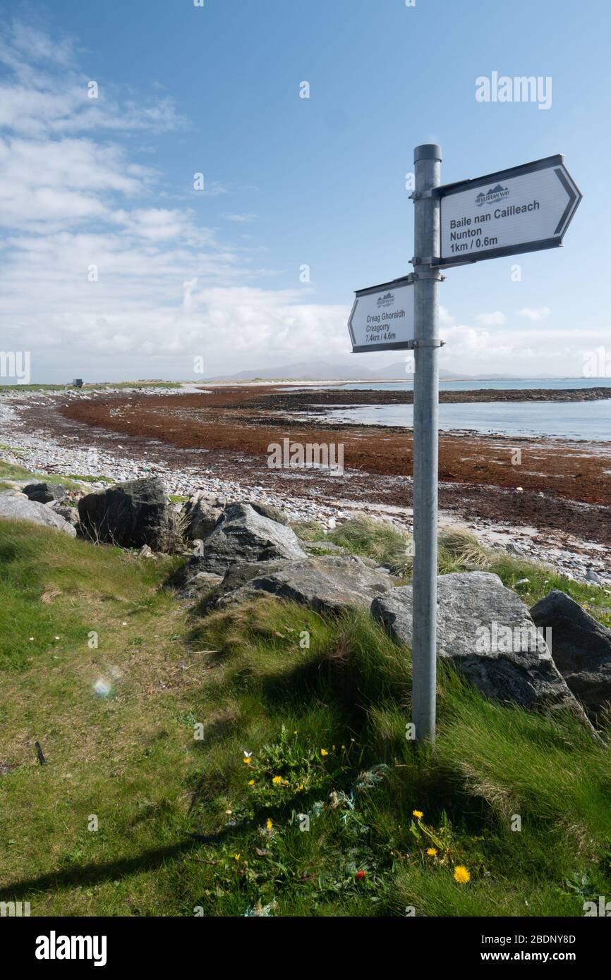 Hebridian Way direction sign just off the B892 near Nunton. Isle of ...