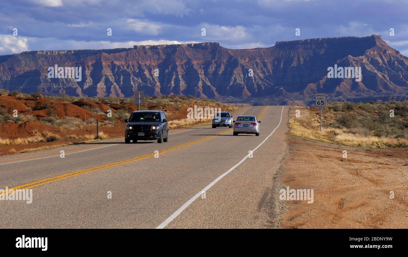 Scenic route through Snow Canyon in Utah - UTAH, USA - MARCH 20, 2019 ...