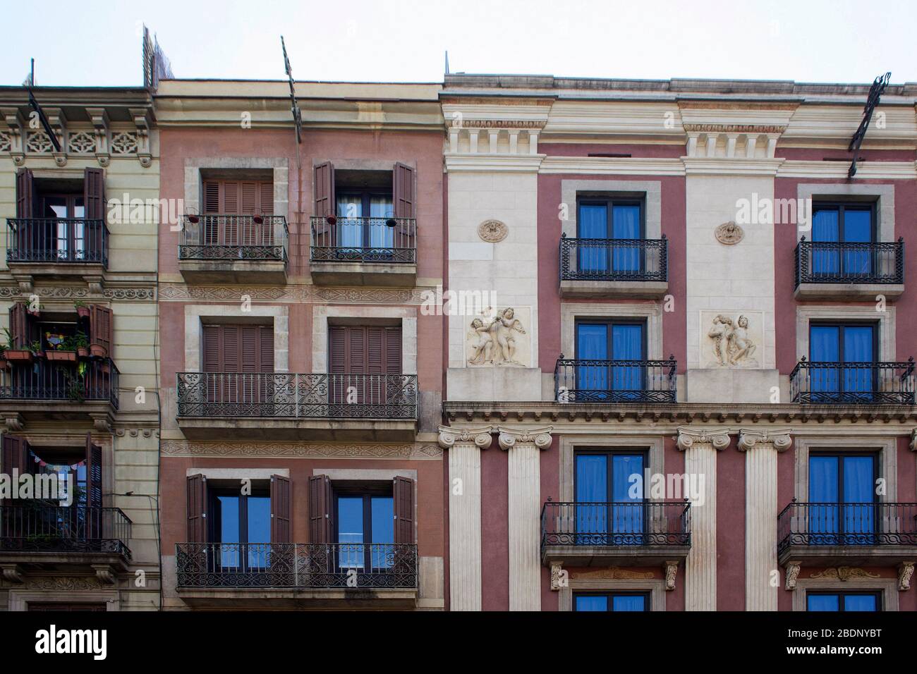 View of old, historical, traditional buildings in Barcelona showing ...