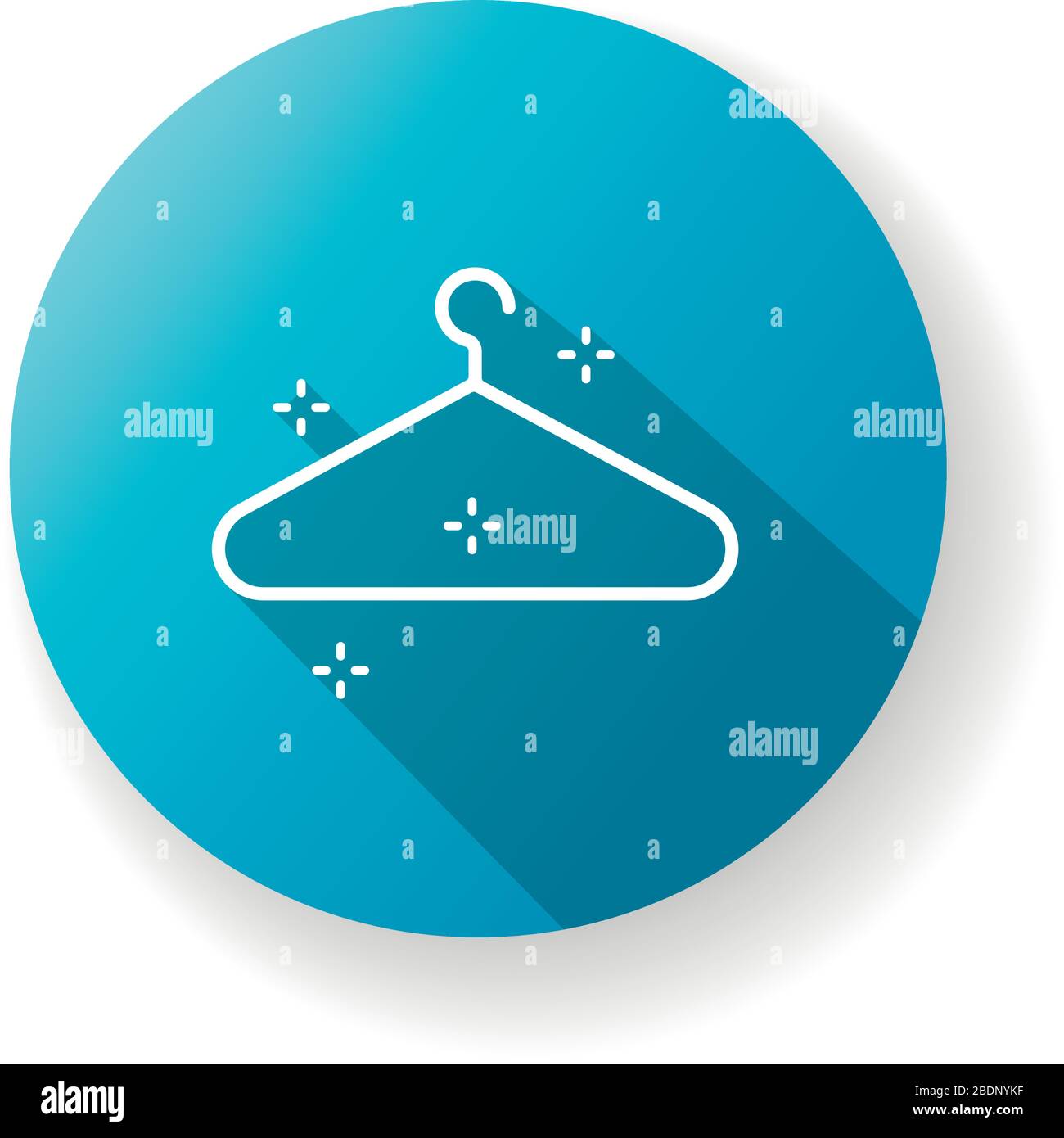 Empty hanger blue flat design long shadow glyph icon. Hang clothes in ...