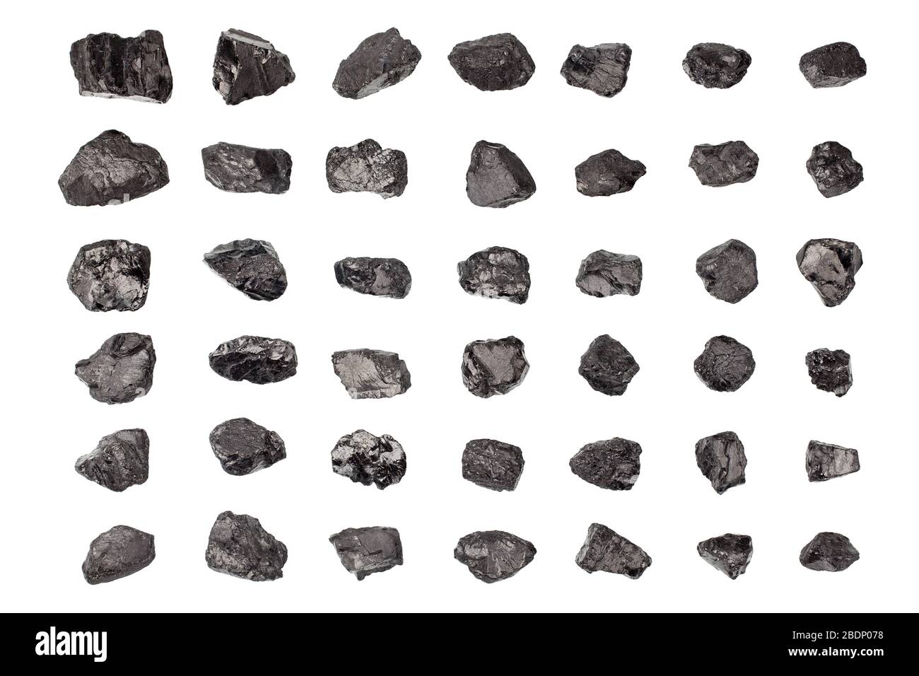 Black coal stones set white background isolated closeup, natural ...