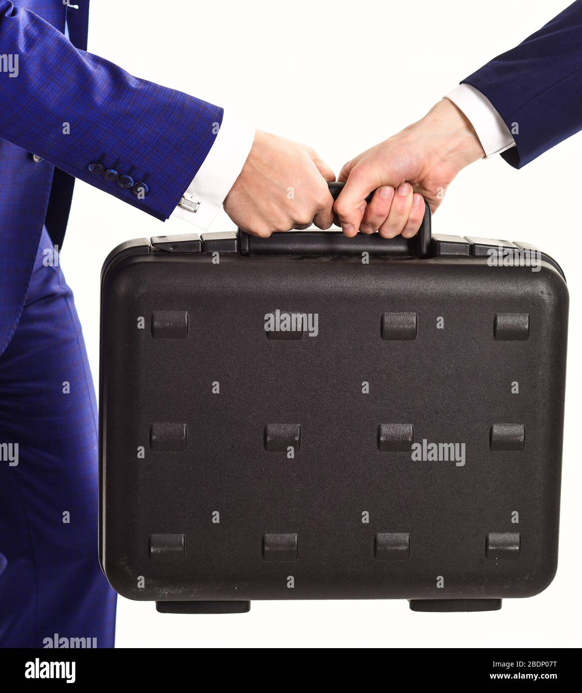 Male hands carry briefcase for exchange. Successful business deal ...