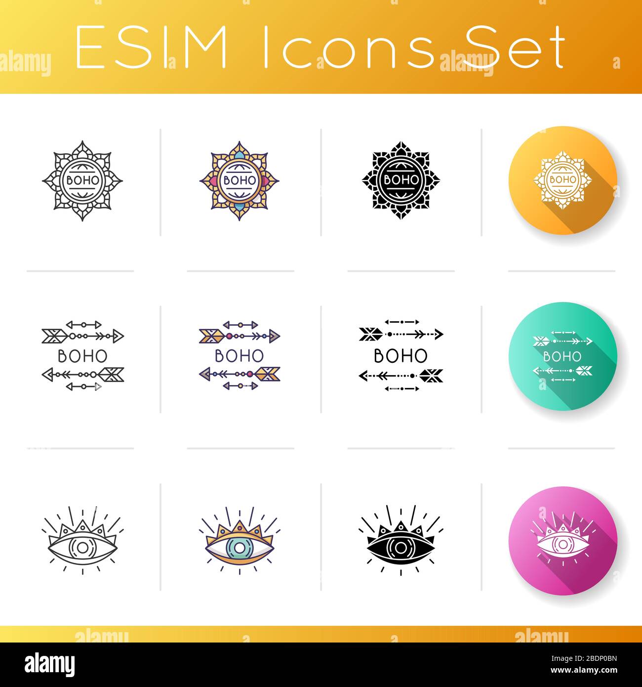 Magical symbols icons set. Eye of providence, mysterious talisman ...