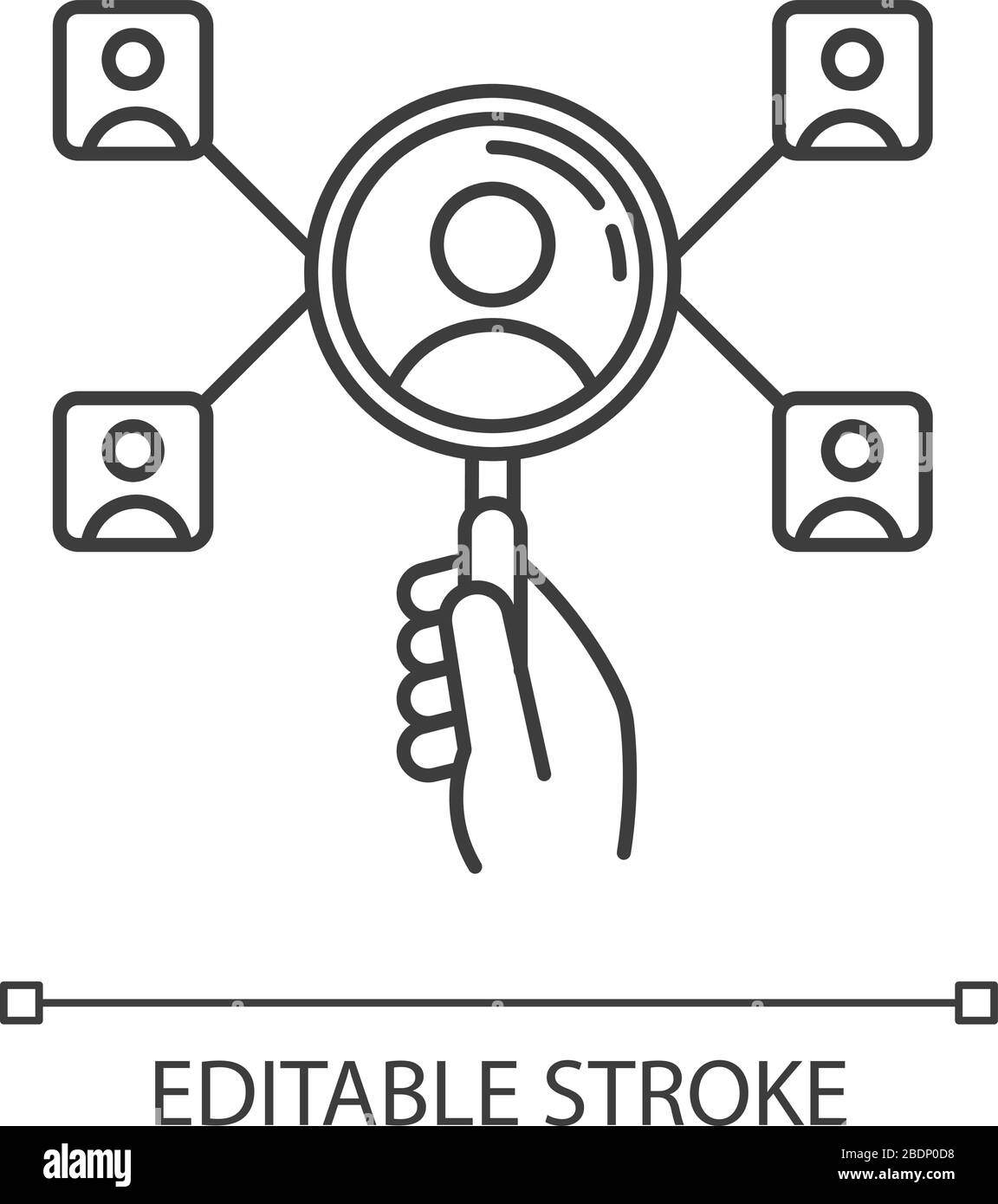 HR manager, freelance headhunter pixel perfect linear icon. Staff ...