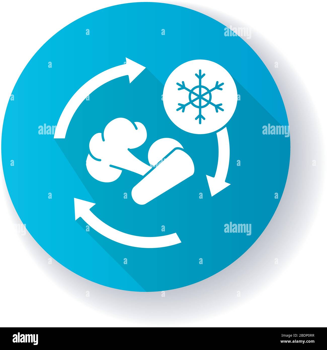 Freezing blue flat design long shadow glyph icon. Food preservation ...