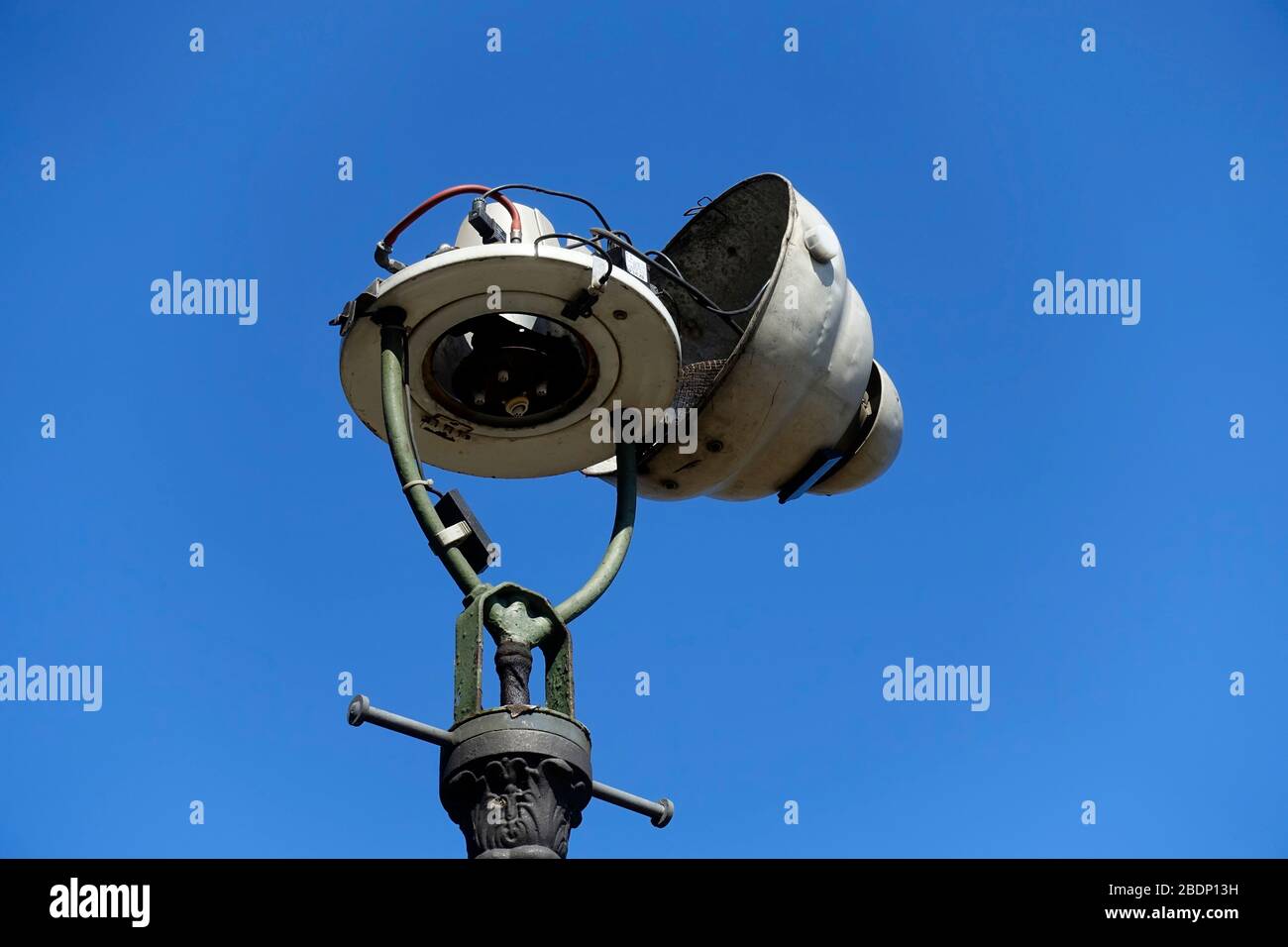 Street lamp in Berlin damaged by vandalism Stock Photo - Alamy