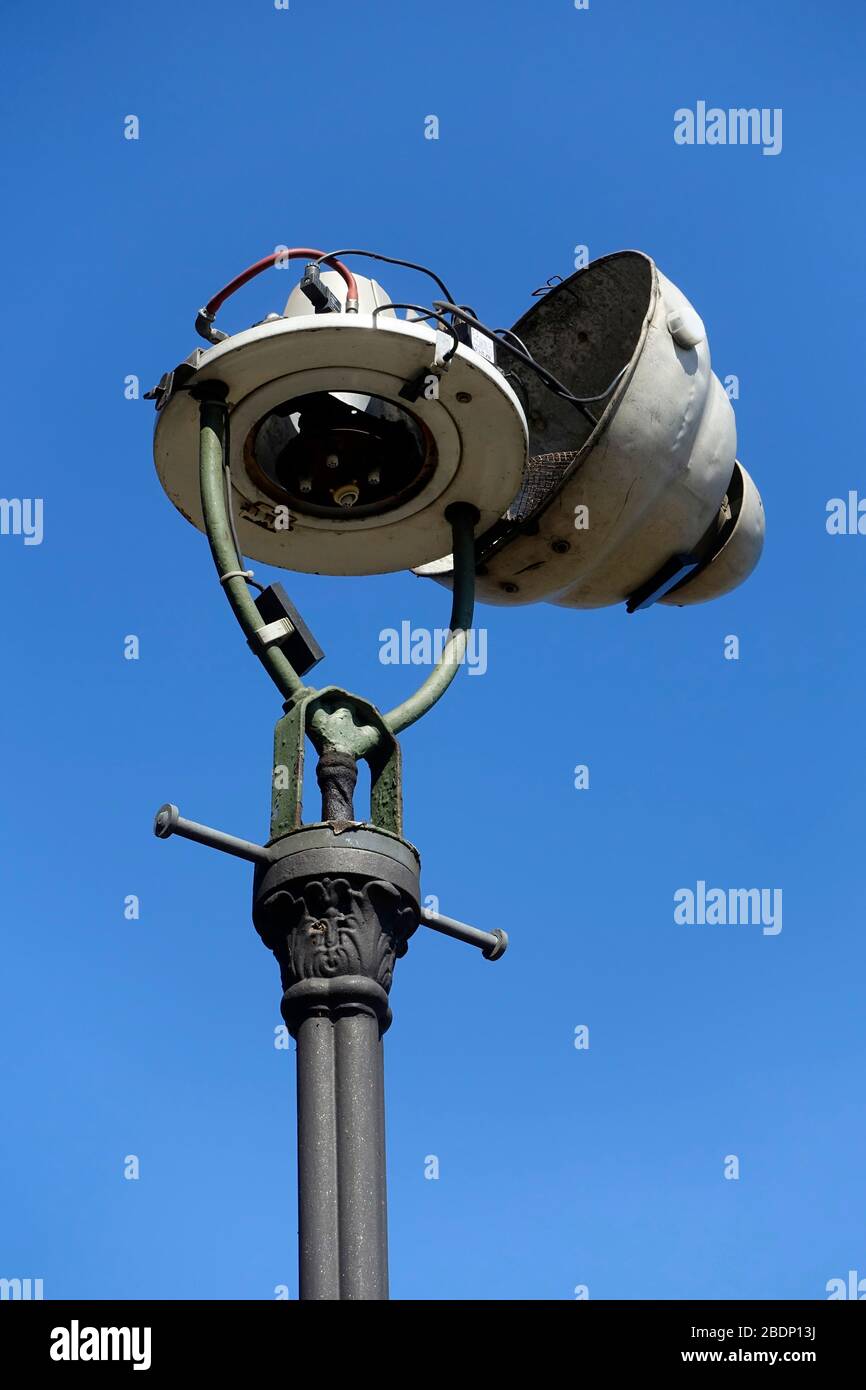 Street lamp in Berlin damaged by vandalism Stock Photo - Alamy