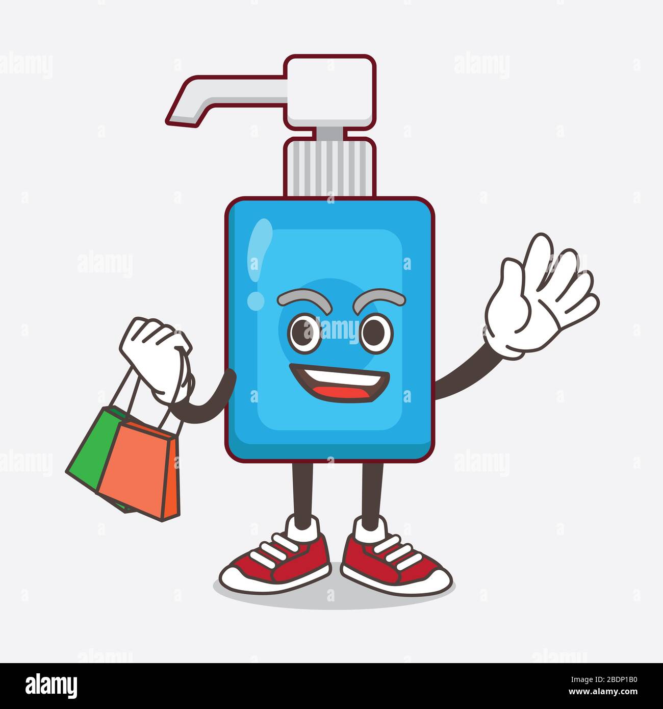 An illustration of Hand Sanitizer cartoon mascot character waving and ...