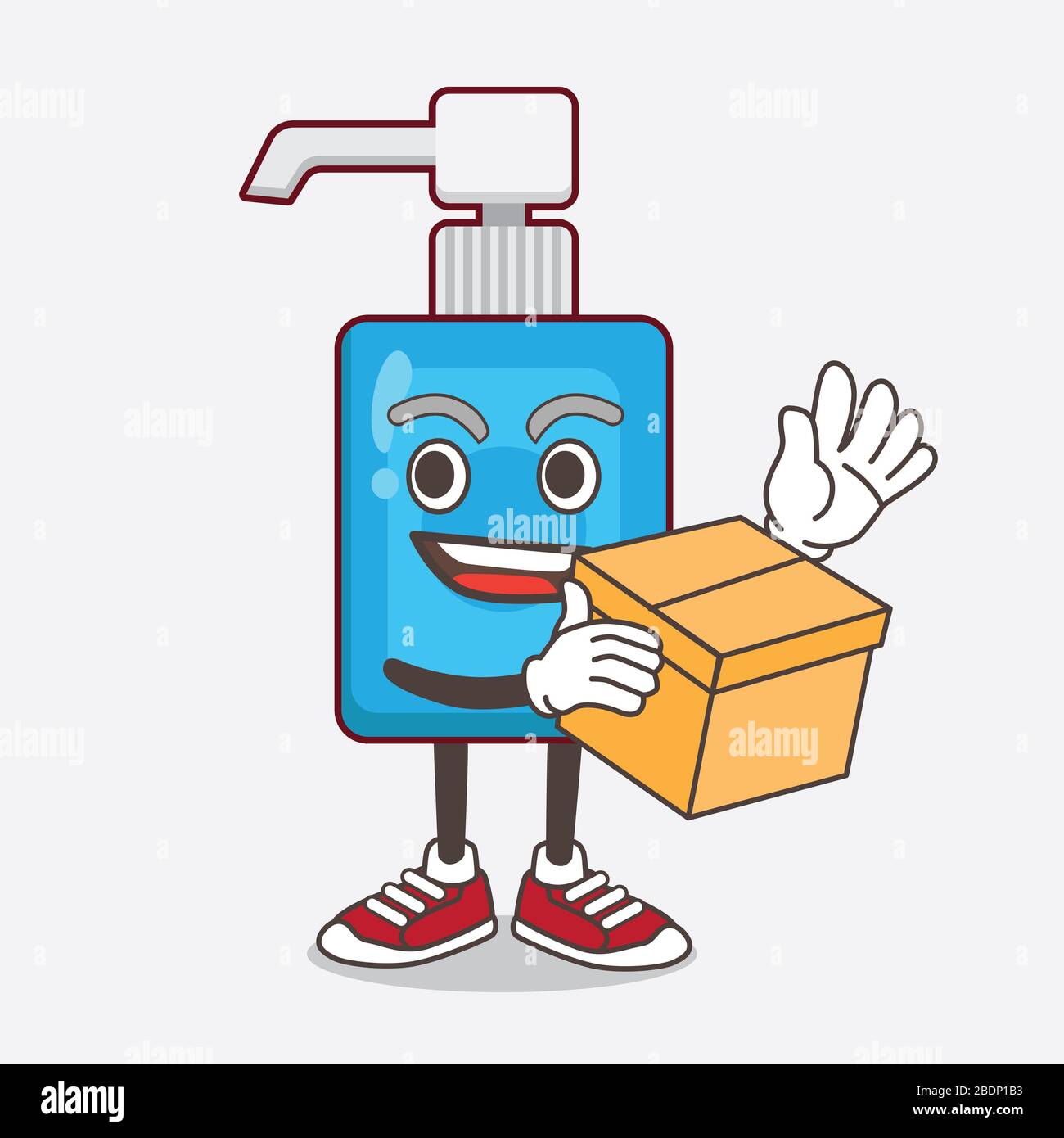An illustration of Hand Sanitizer cartoon mascot character holding a ...