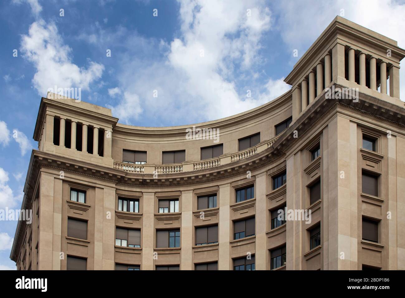 View of historical, traditional, typical building showing Spanish ...