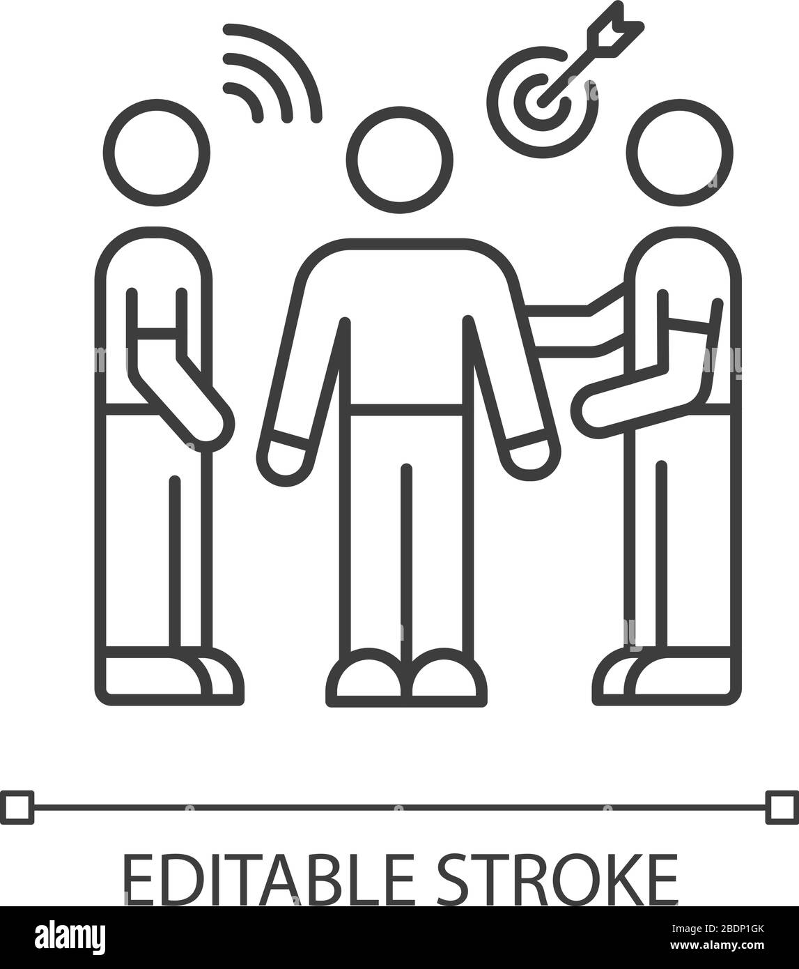 Public relations officer pixel perfect linear icon. Communication and ...