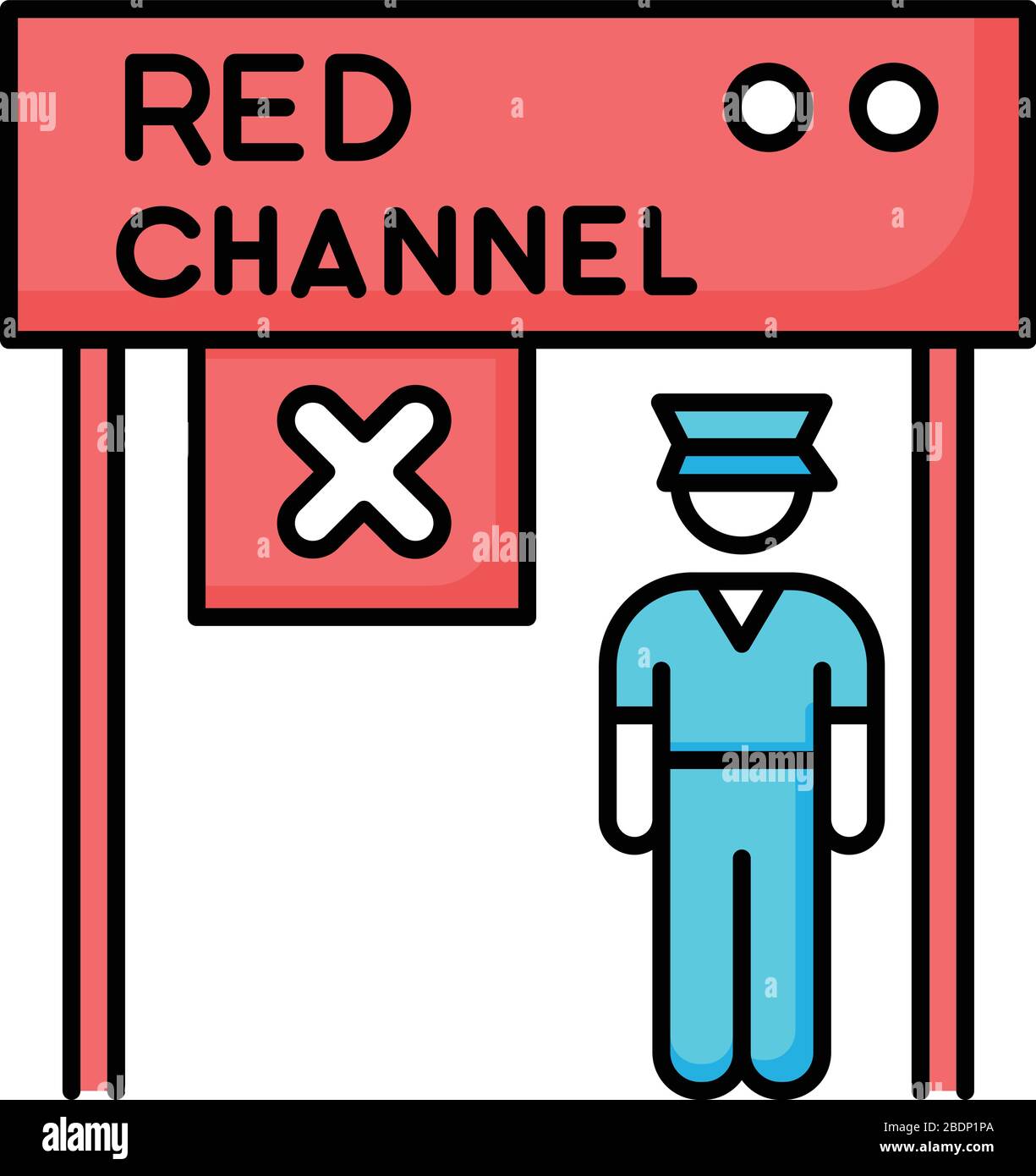 Red channel RGB color icon. Boarding passage closed. Prohibited ...