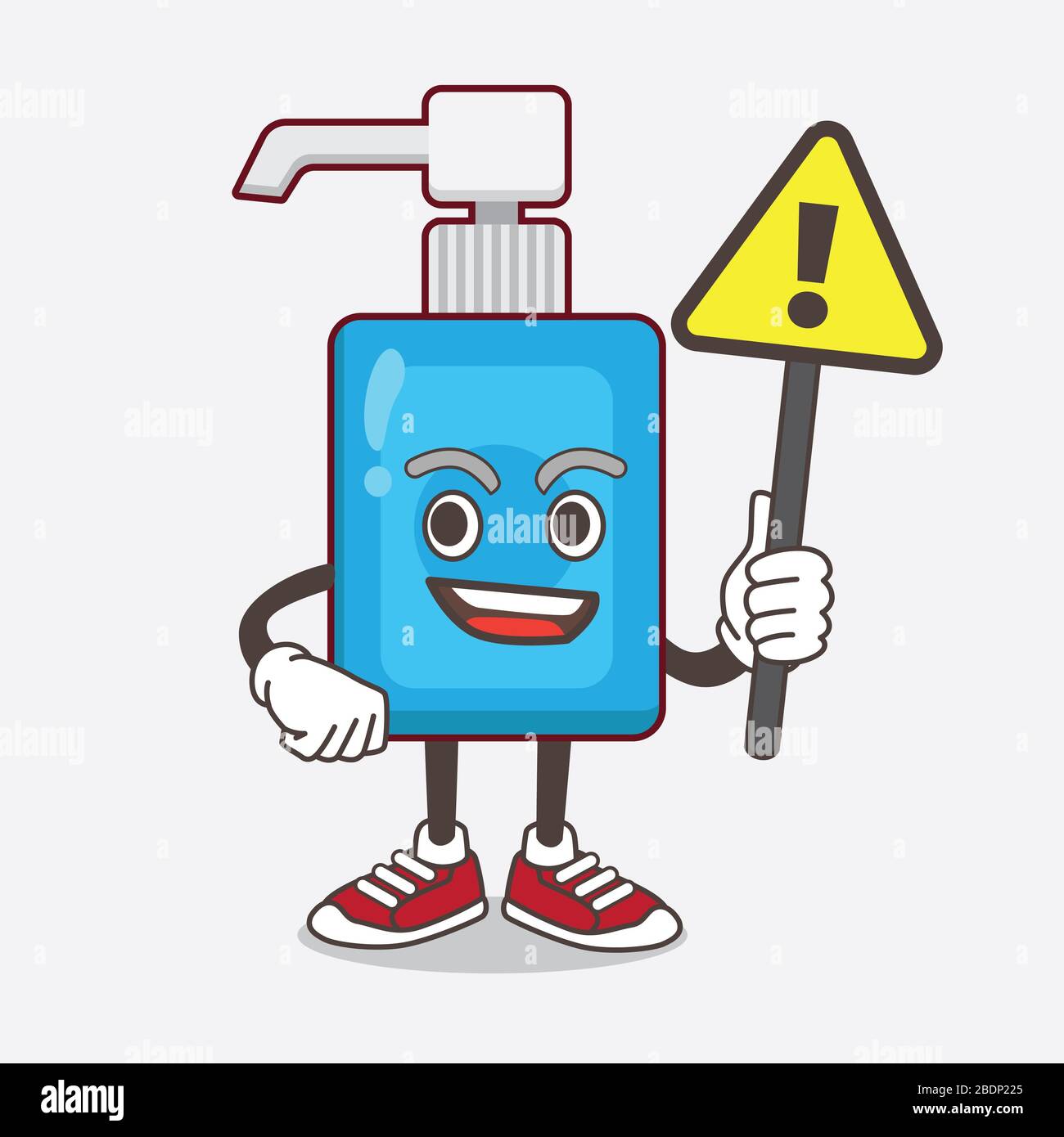 An illustration of Hand Sanitizer cartoon mascot character rise up a ...