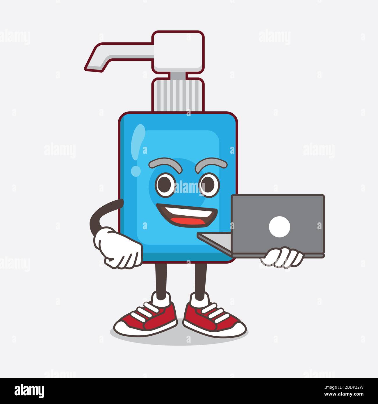 An illustration of Hand Sanitizer cartoon mascot character working with ...