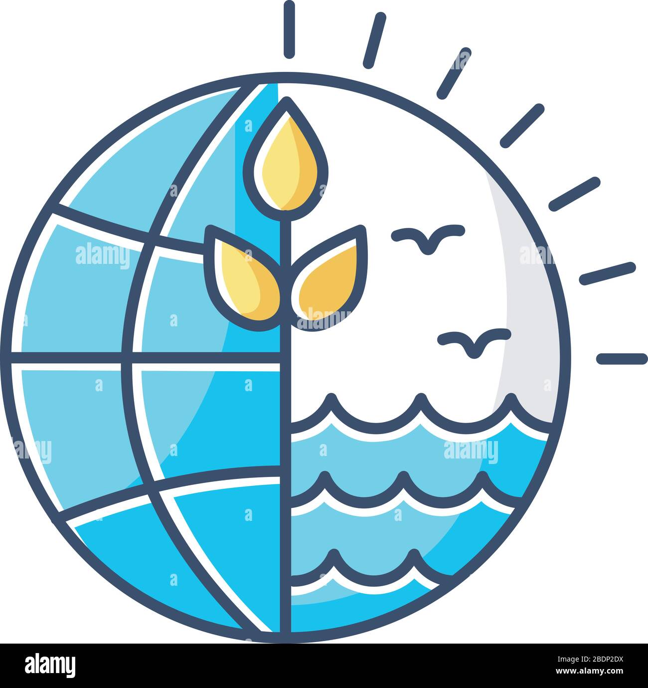 Natural resources blue RGB color icon. Ecology, saving planet ...