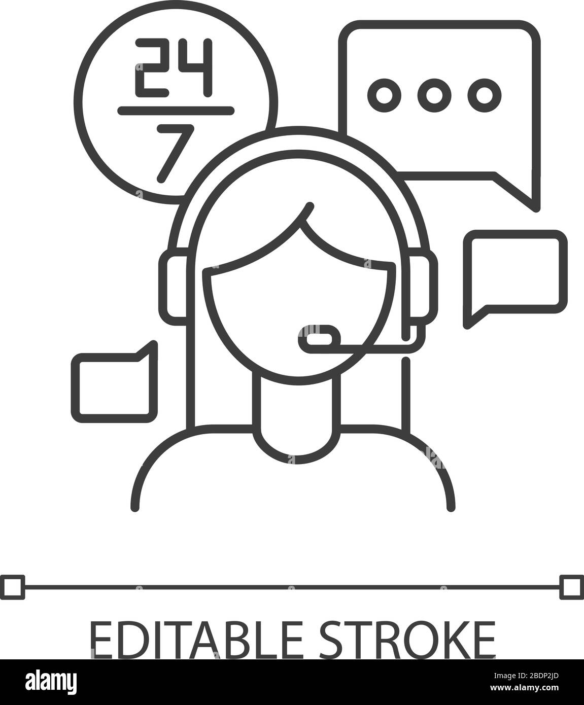 Customer service jobs pixel perfect linear icon. 24 hours assistance ...