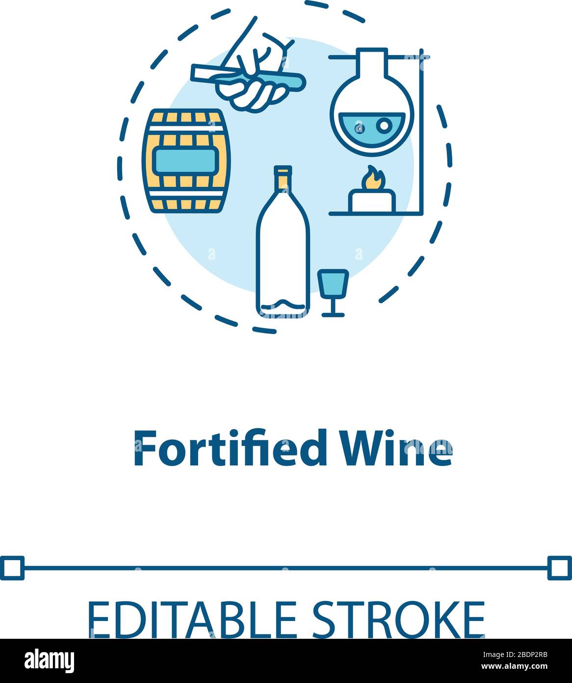 Fortified wine concept icon. Strong alcohol beverage, winemaking idea ...