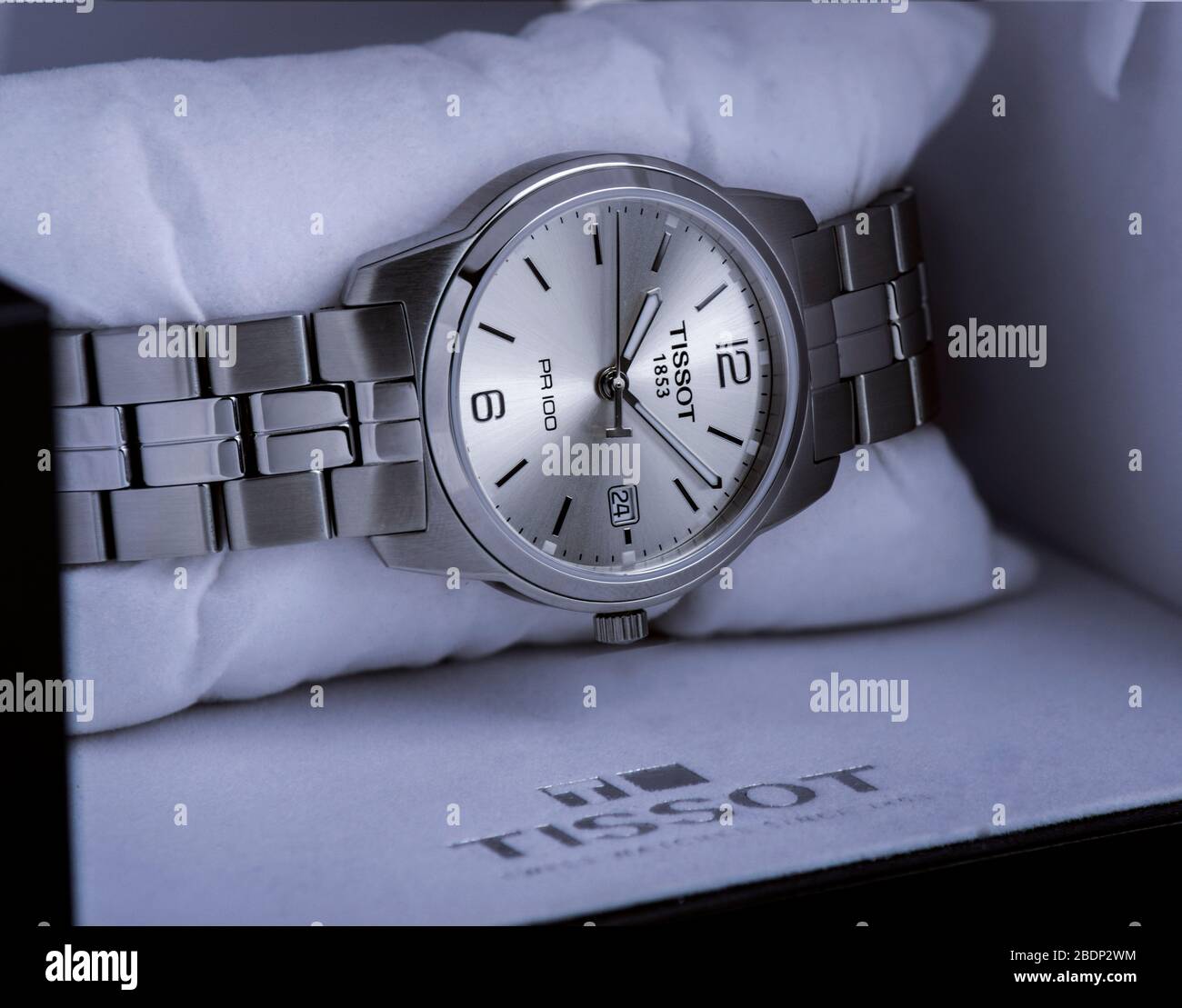 Alexandria, Egypt March 3, 2020 Tissot classic watch advertising inside ...