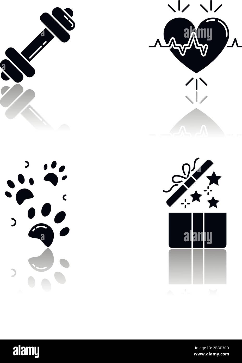 Lifestyle drop shadow black glyph icons set. Gym workout. Dumbbell for ...