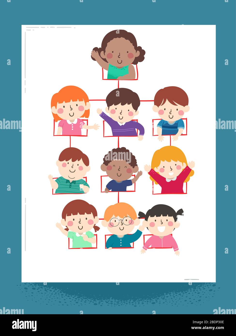 Illustration of Club Officer Kids Waving and Arranged in an ...