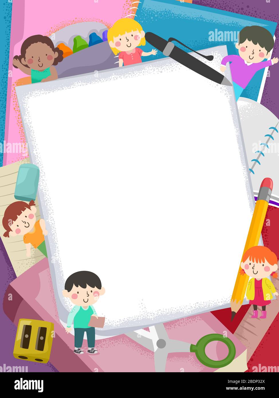 Cartoon School Supplies Border