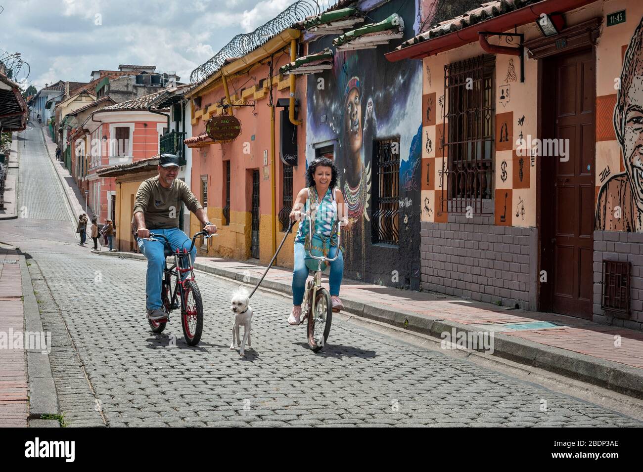 BOGOTA, COLOMBIA - January 01. 2020: Unidentified man and woman ride ...