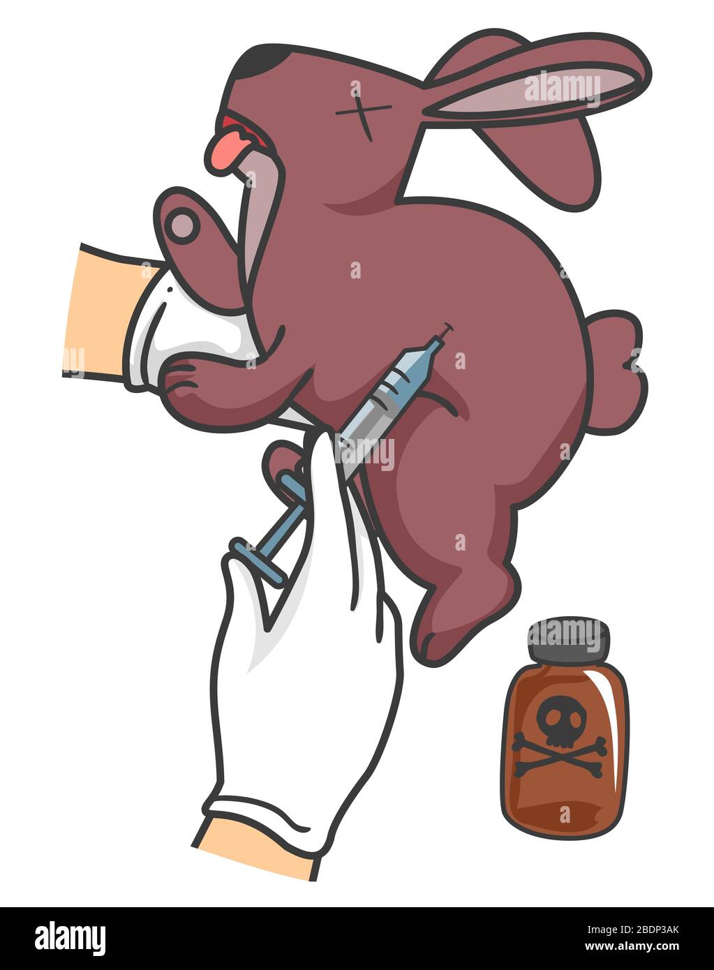 Illustration of Hands Wearing Gloves Injecting Poison to a Rabbit as ...