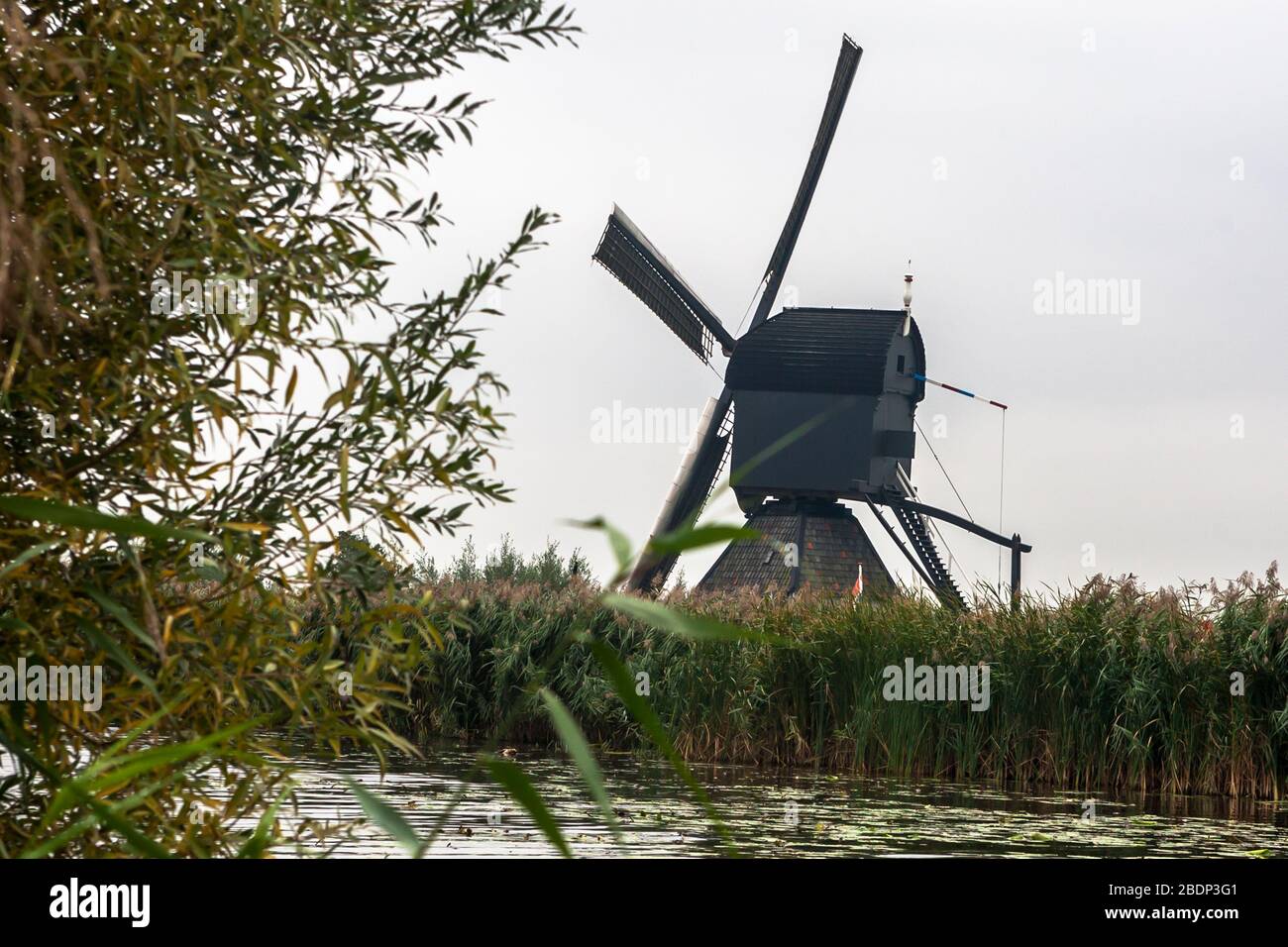 The Blokweer polder windmill (1631), Kinderdijk, UNESCO World Heritage ...