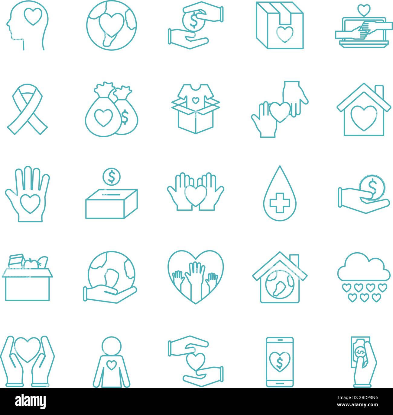 Humanity help line style icon set vector design Stock Vector Image ...