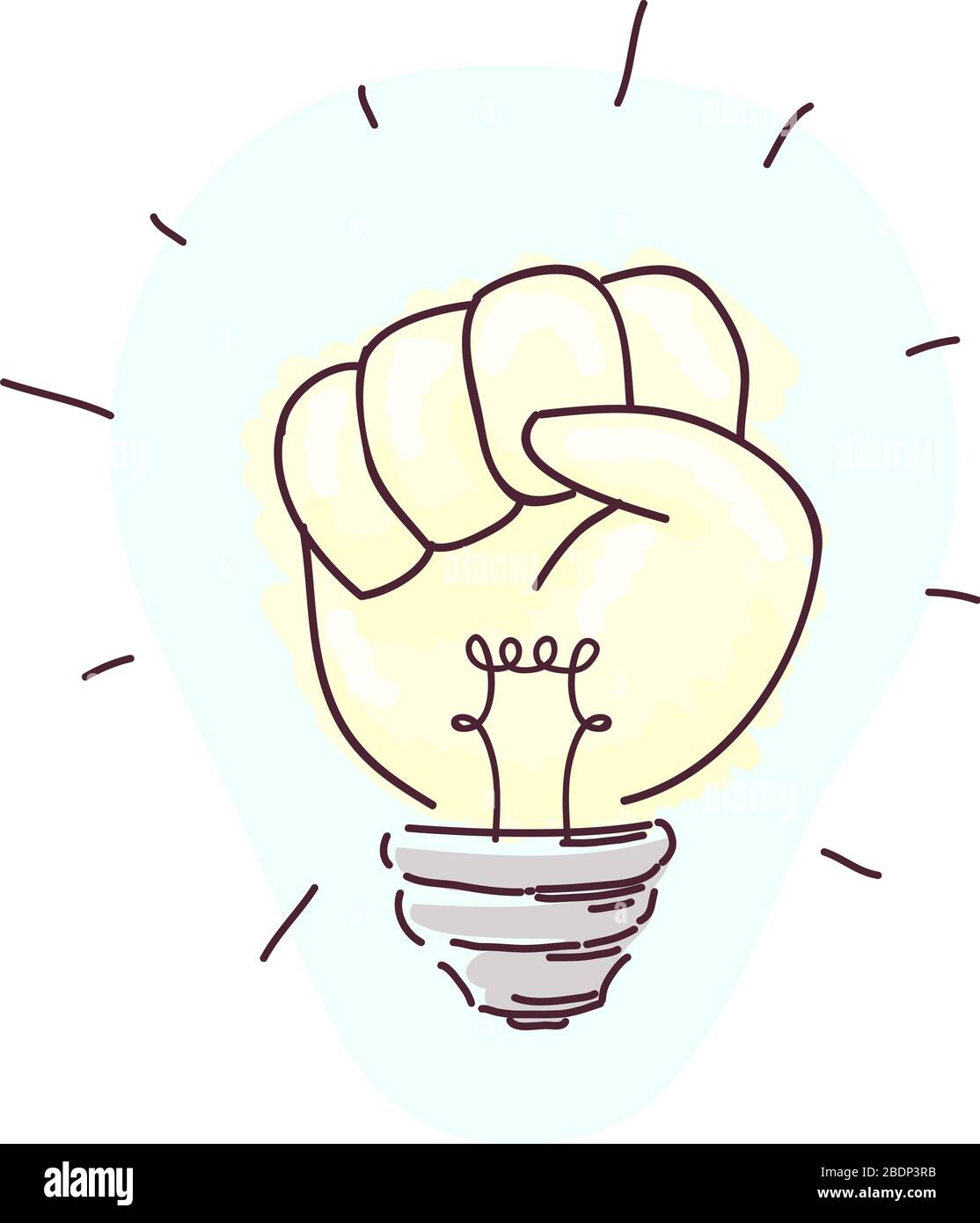 Illustration of a Fist Shape Light Bulb. Hope and Justice Concept Stock ...