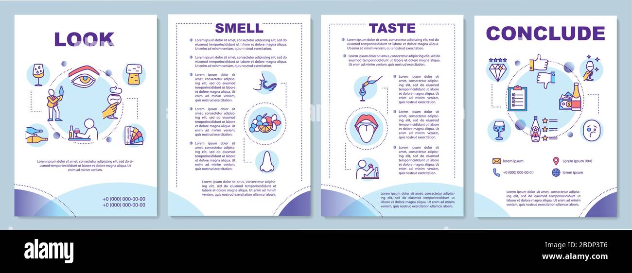 Wine tasting process brochure template. Conclude judgement. Flyer ...