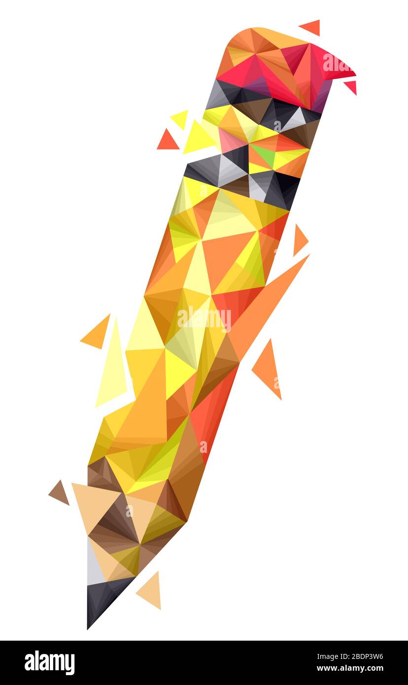 Illustration of a Pencil in Geometric Design Stock Photo - Alamy