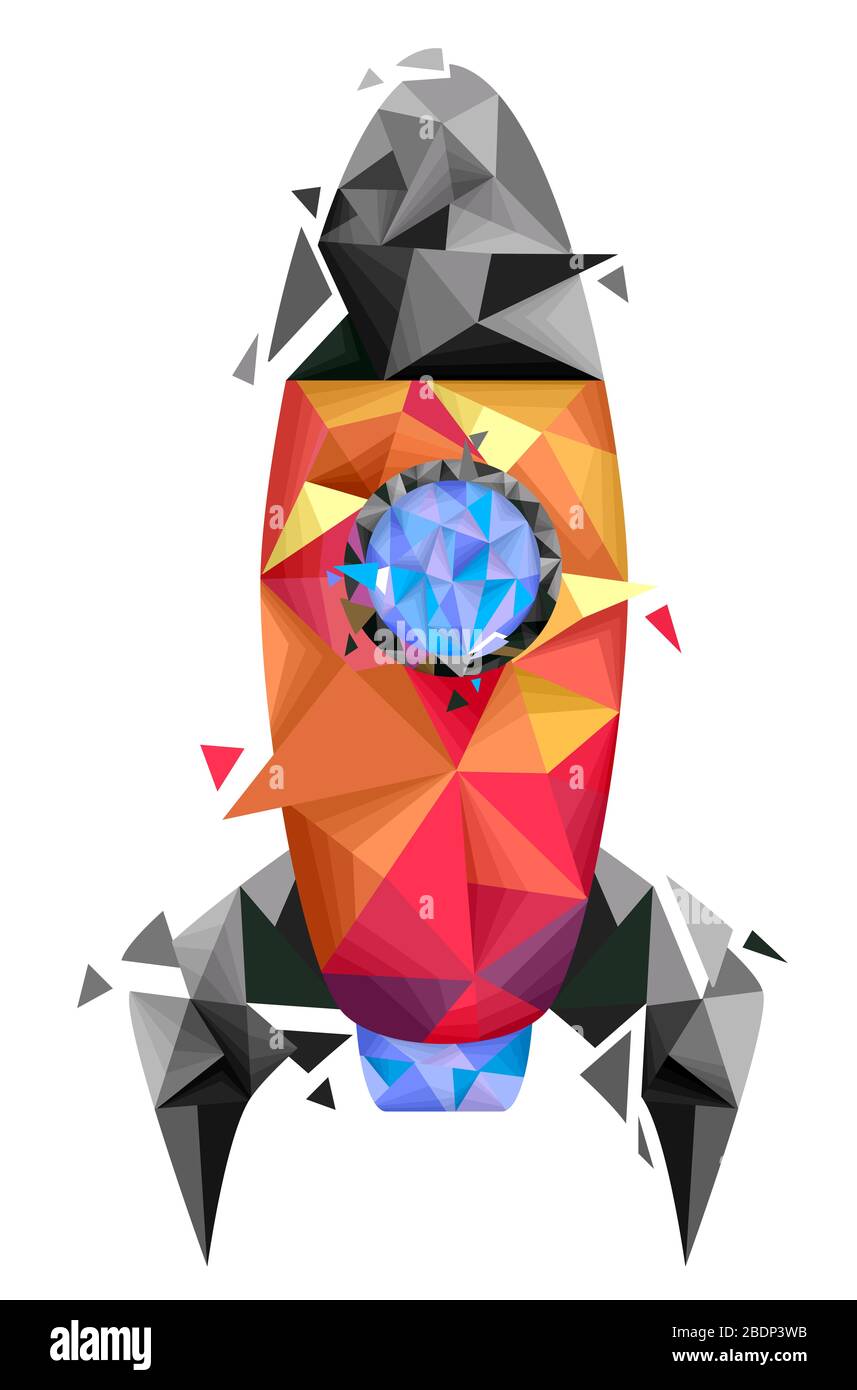 Illustration of a Space Ship in Geometric Design Stock Photo - Alamy