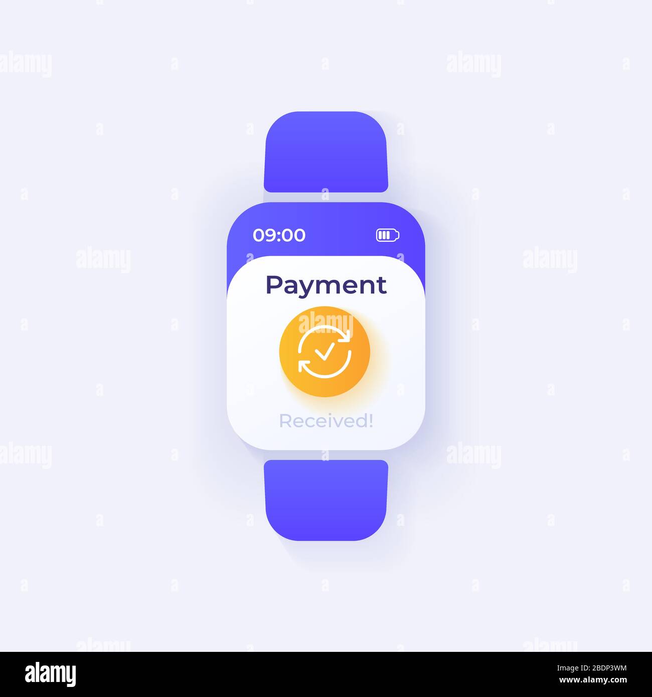 Payment received smartwatch interface vector template. Mobile app ...