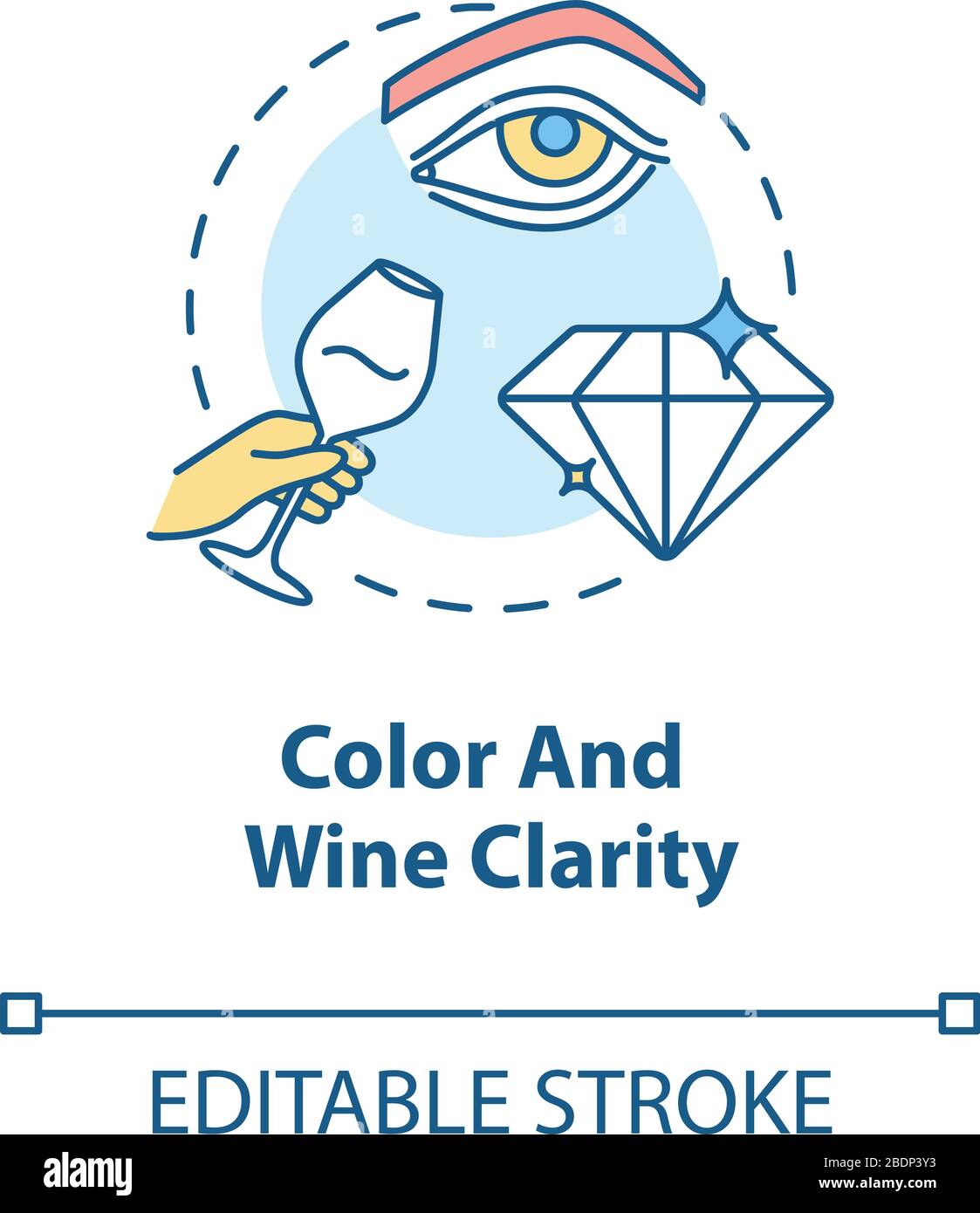 Color and wine clarity concept icon. Wine tasting, checking drinks ...