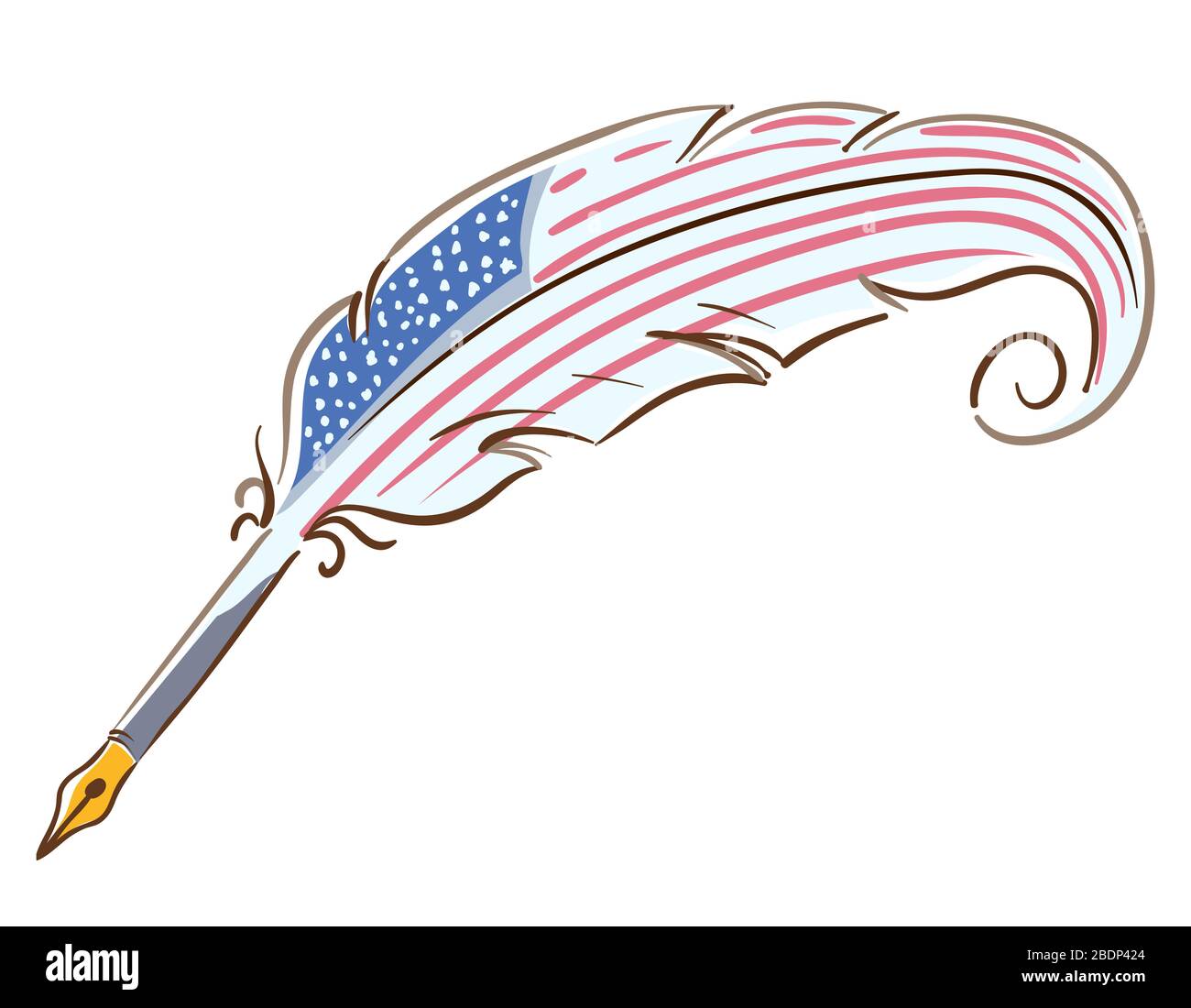 Illustration of a Quill Pen with American Flag Design Stock Photo - Alamy