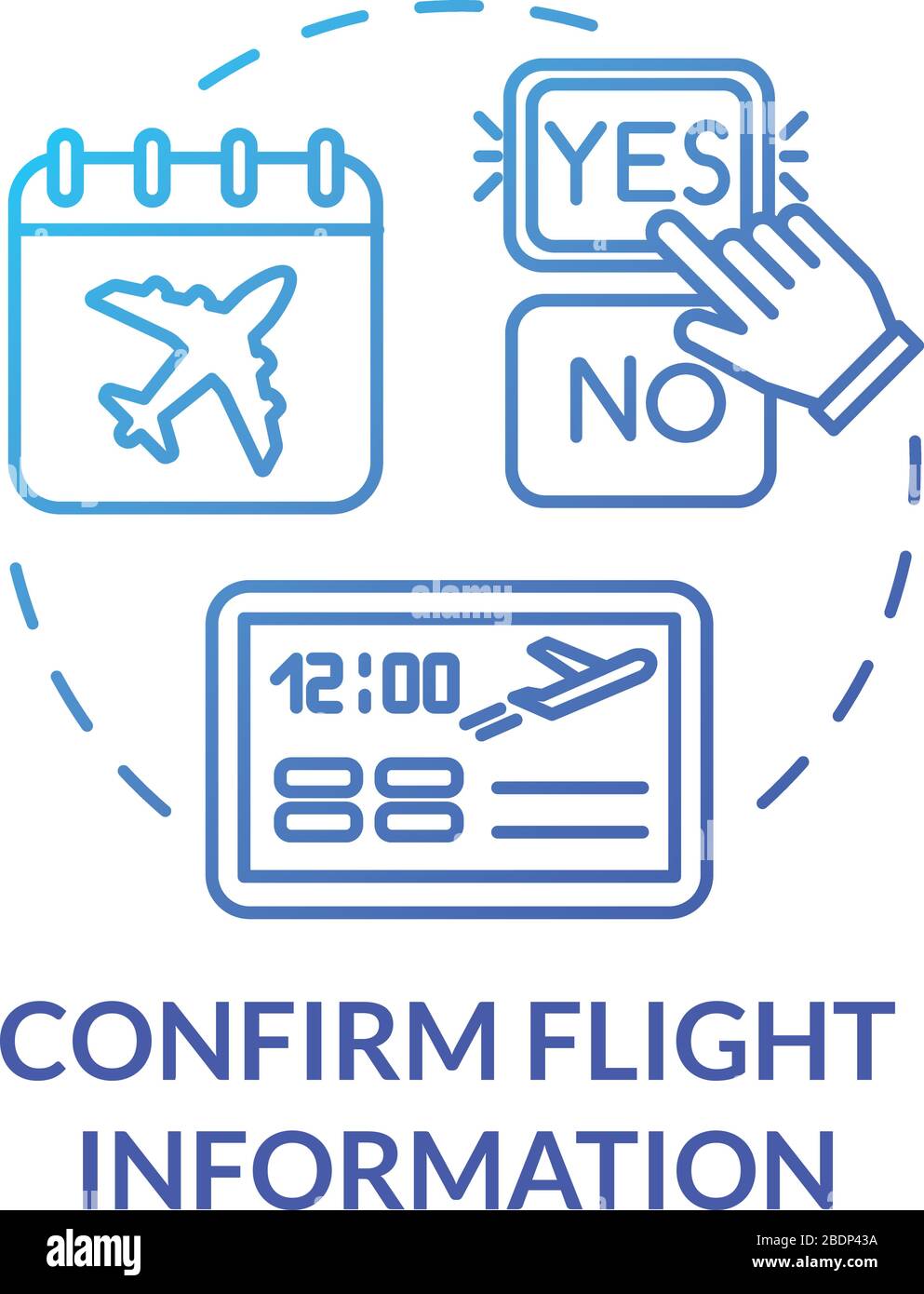Confirm flight information concept icon. Airlines online services idea ...