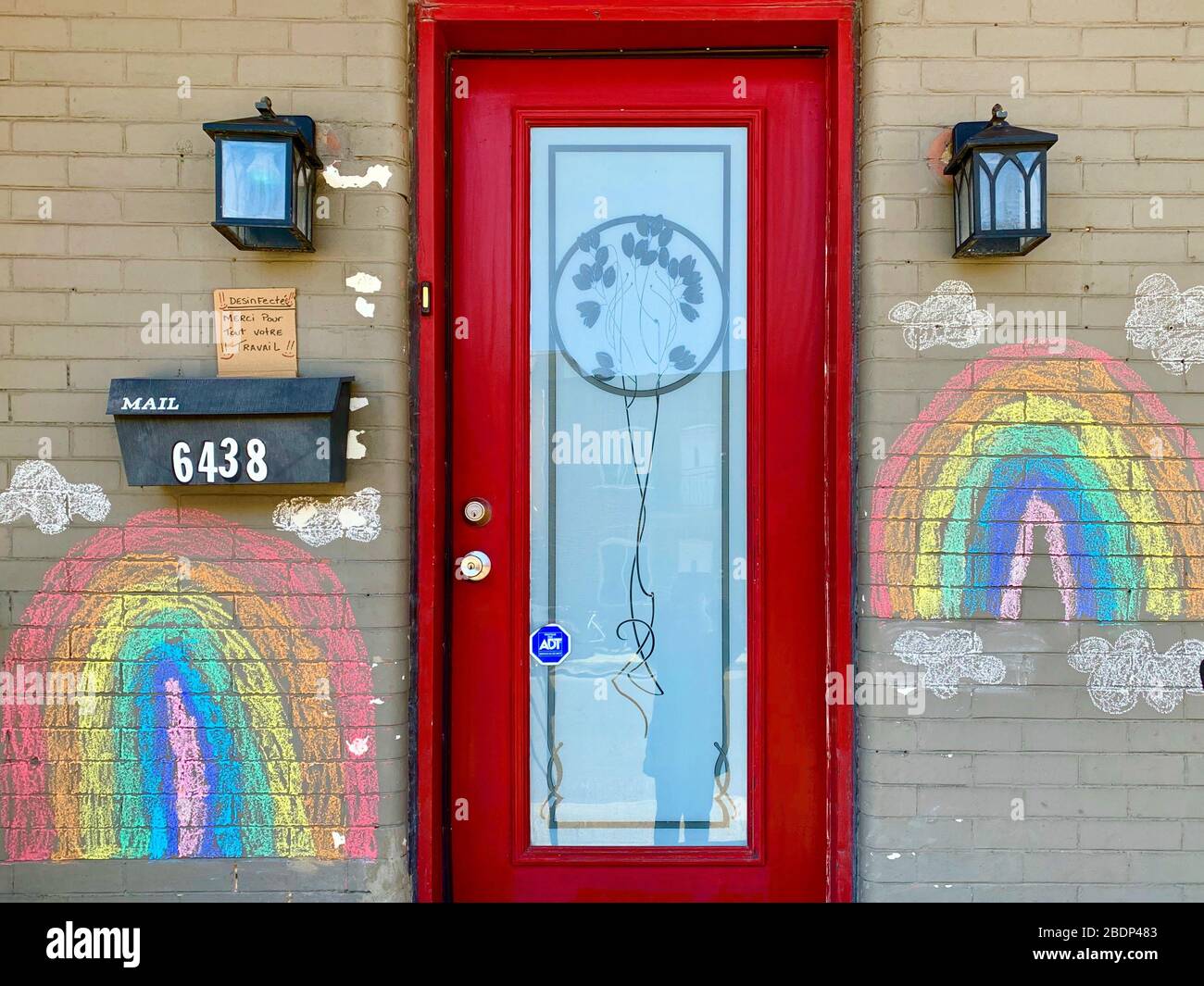 Montreal house with rainbow during Covid19 Lockdown Stock Photo - Alamy