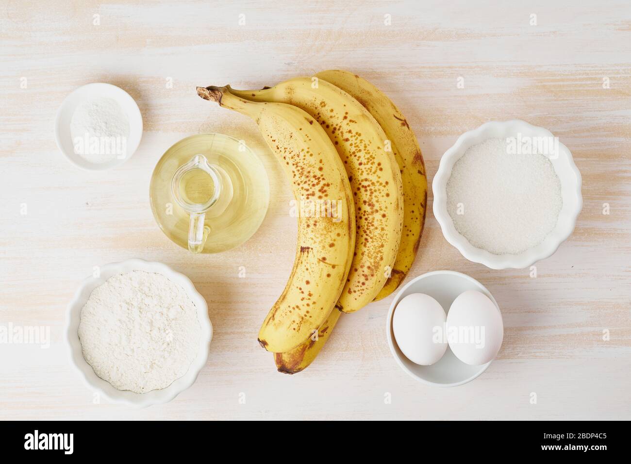 Ingredients for Banana bread. Step by step recipe. Banana, flour, egg ...