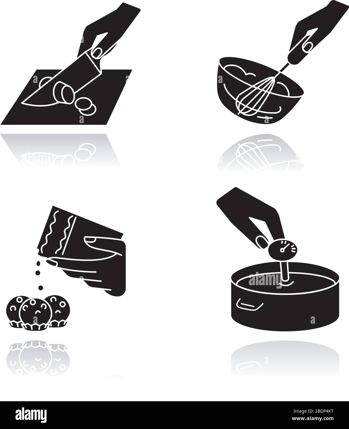 Culinary methods drop shadow black glyph icons set. Food preparation ...